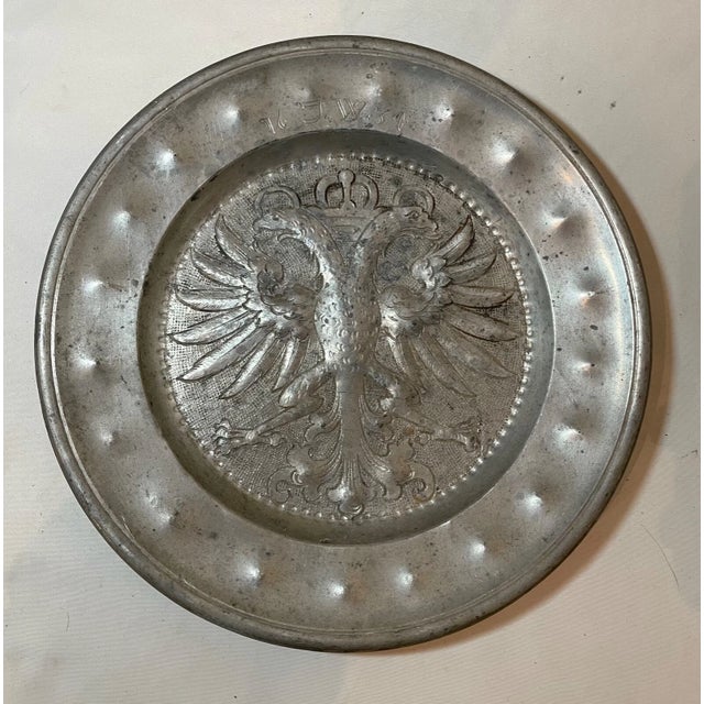 Rare Antique 1634 17th Century Engraved Hand Forged Pewter Eagle Dinner ...
