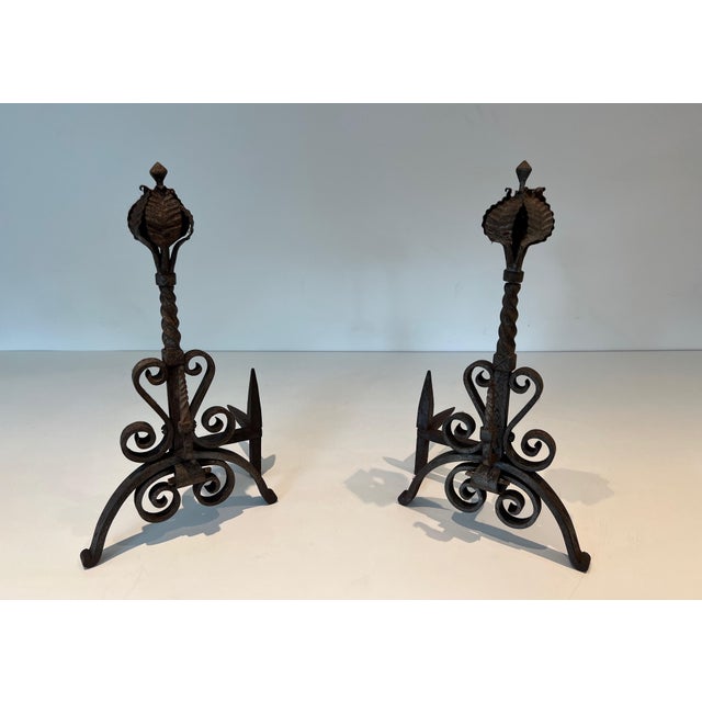 Wrought Iron Andirons - a Pair | Chairish