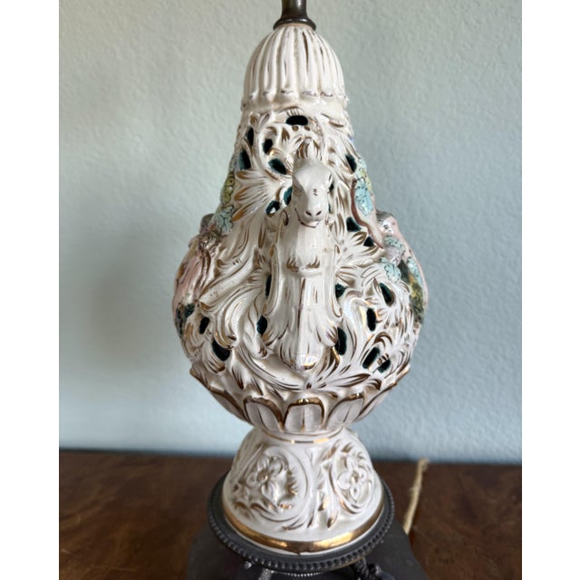 Early 20th Century Large Capodimonte Style Cherub Porcelain Table Lamp ...