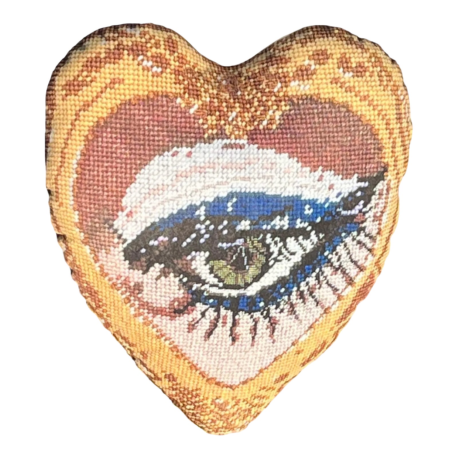 Mommani Threads X Haricot Vert Velvet "Heartfelt Glimpse" Sculpted Heart Pillow | Chairish