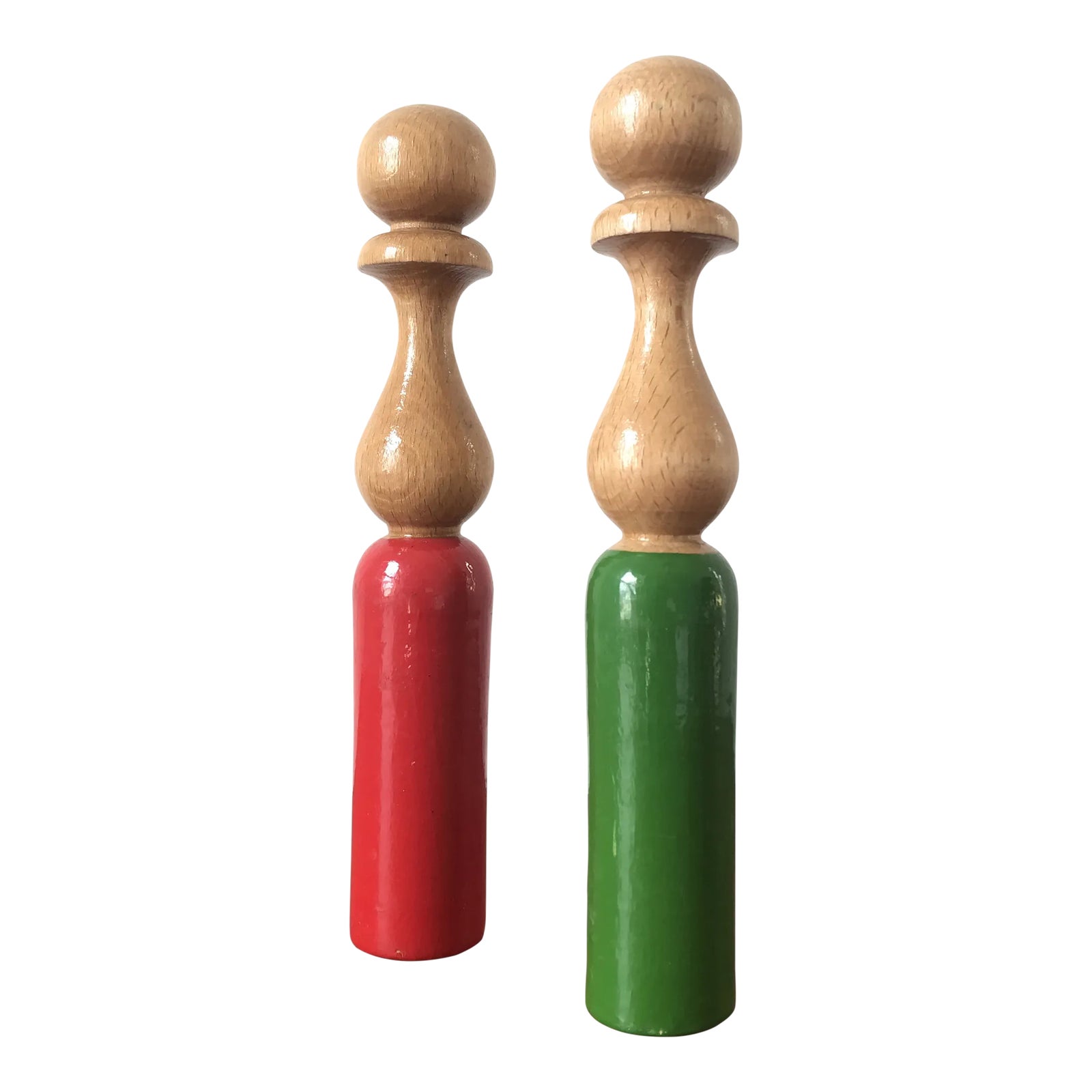 Pair of Vintage French Skittles Pins | Chairish