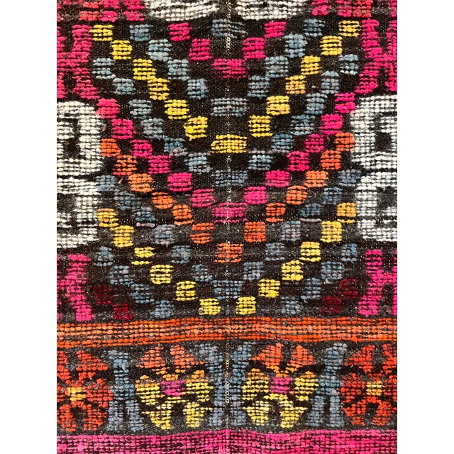 Vintage Hand Knotted Wool Textile W/ Colorful Floral Pattern | Chairish