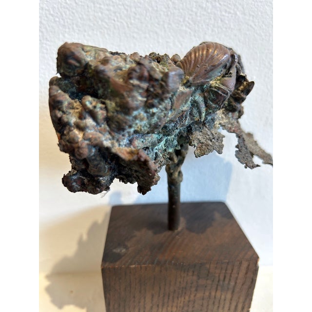 1960s Vintage Cast Bronze Patina Sculpture With Wood Plinth | Chairish