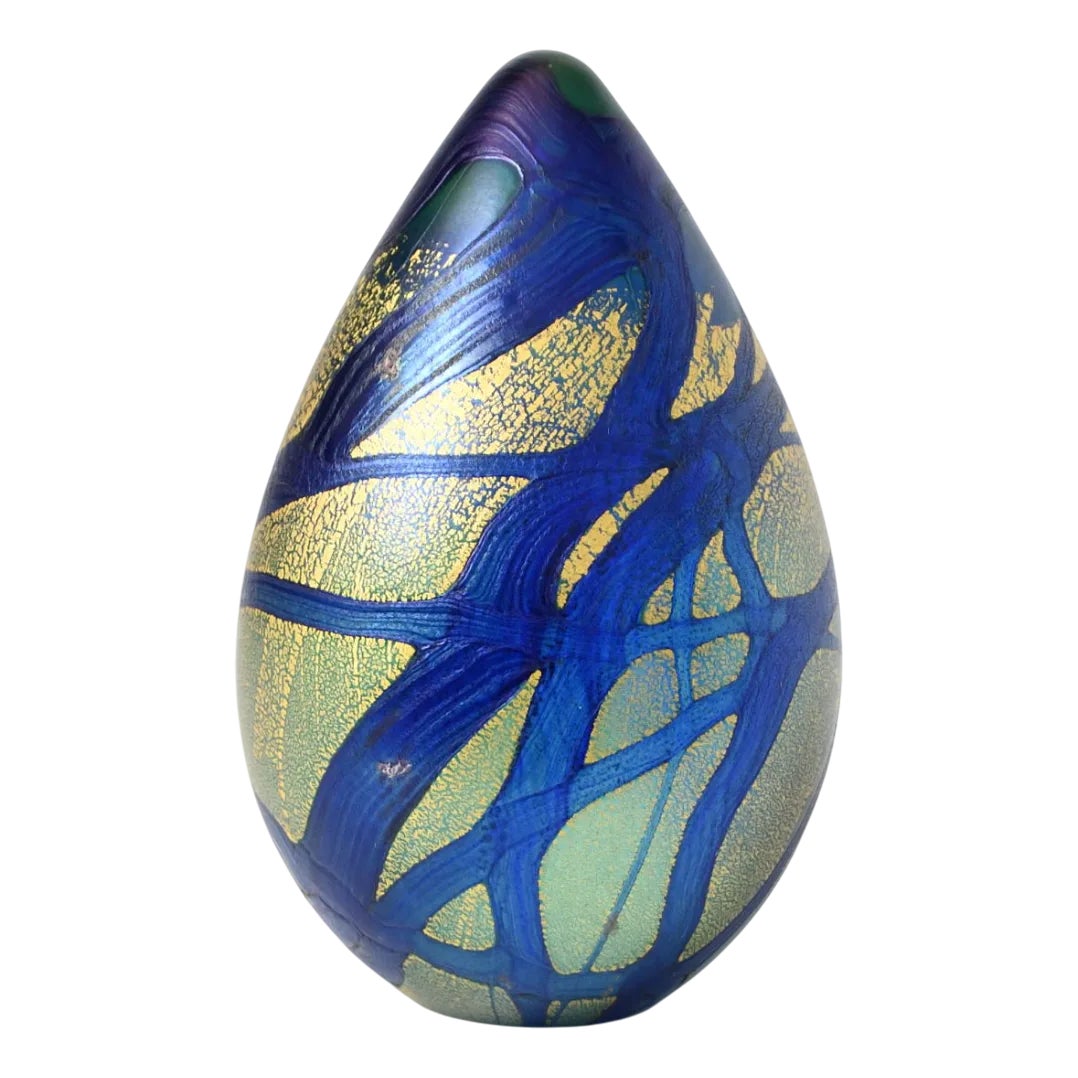 Gold and Iridized Glass Paperweight by Timothy and Jonathan Harris for ...