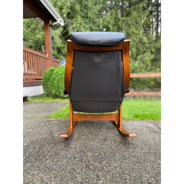 1970s Mid Century Modern Vintage Scandinavian Leather Rocking Chair ...
