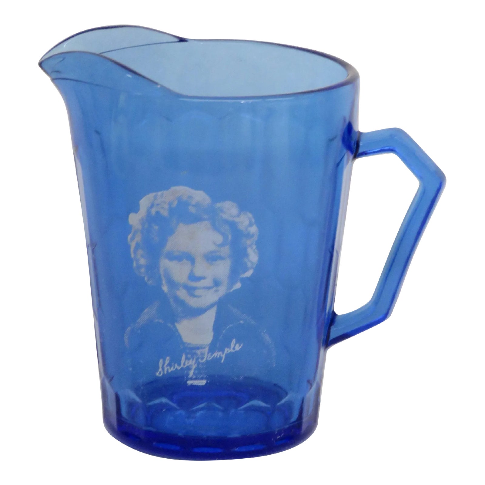 Shirley Temple Cobalt Blue Hazel Atlas Glass Milk Creamer Pitcher ...
