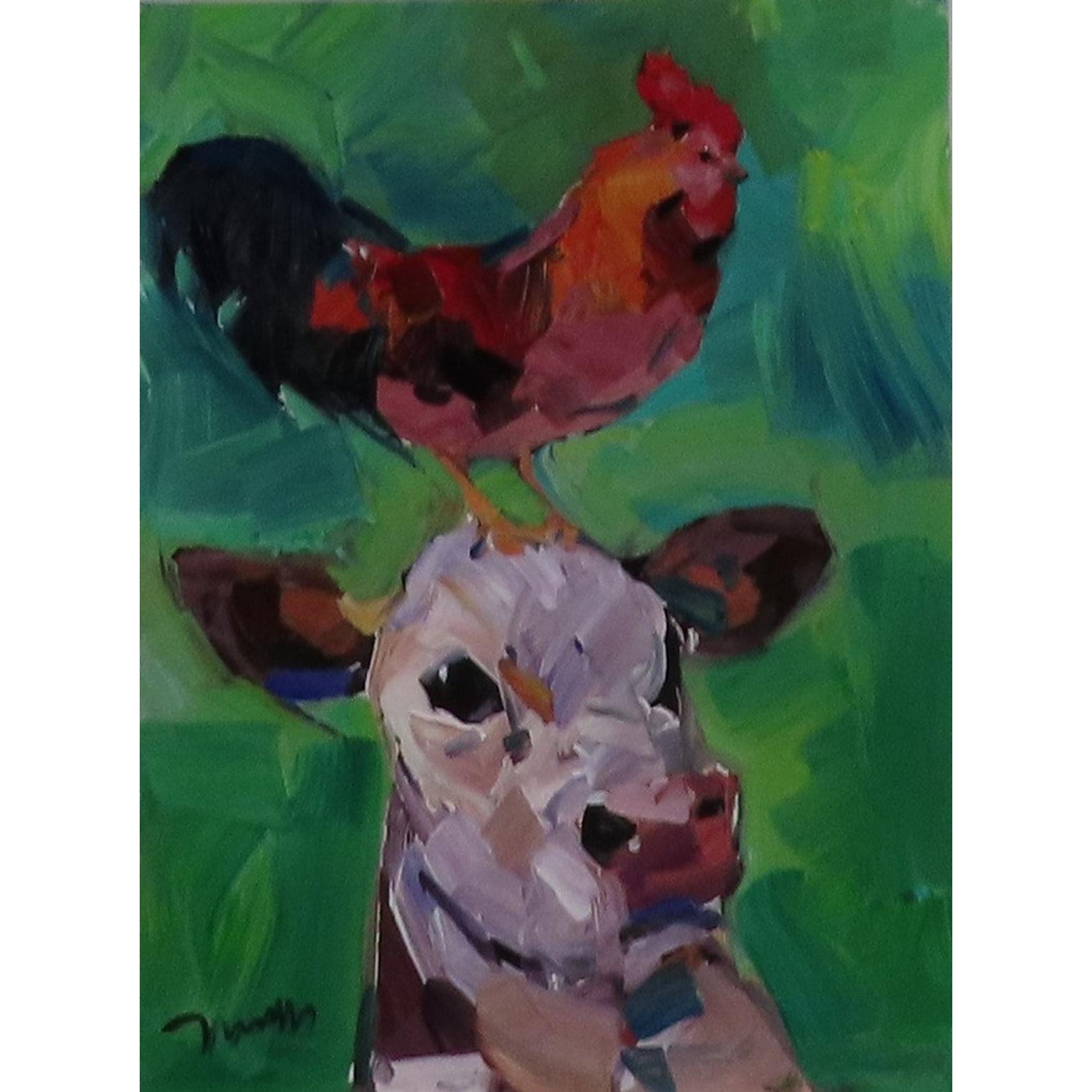 Jose Trujillo Original Oil Painting, Modern Impressionist Calf and ...
