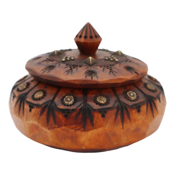 Vintage French Hand Carved Wood Souvenir Box, 1950s | Chairish