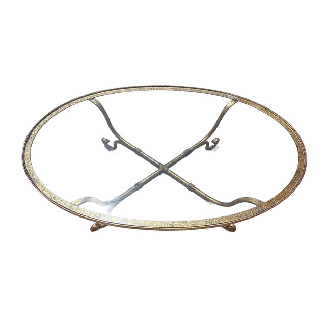 Late 20th Century Hollywood Regency Gilt Wrought Iron Glass Top Oval ...