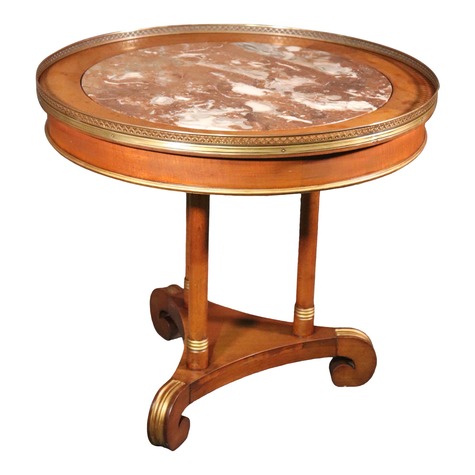 Russian Baltic Brass Bound Marble Top Empire Style Center Occasional ...