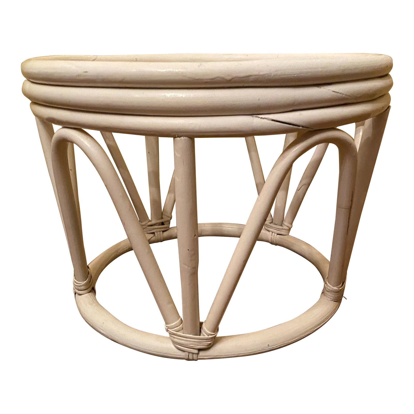 Vintage White Bamboo Planter Table | Chairish