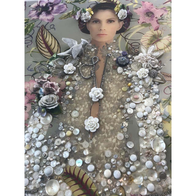 2010s Nina Surel "Woman With Guitar" Mixed Media Collage Portrait, Usa ...