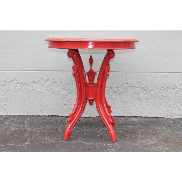 1940's Traditional Style Red Accent Table | Chairish