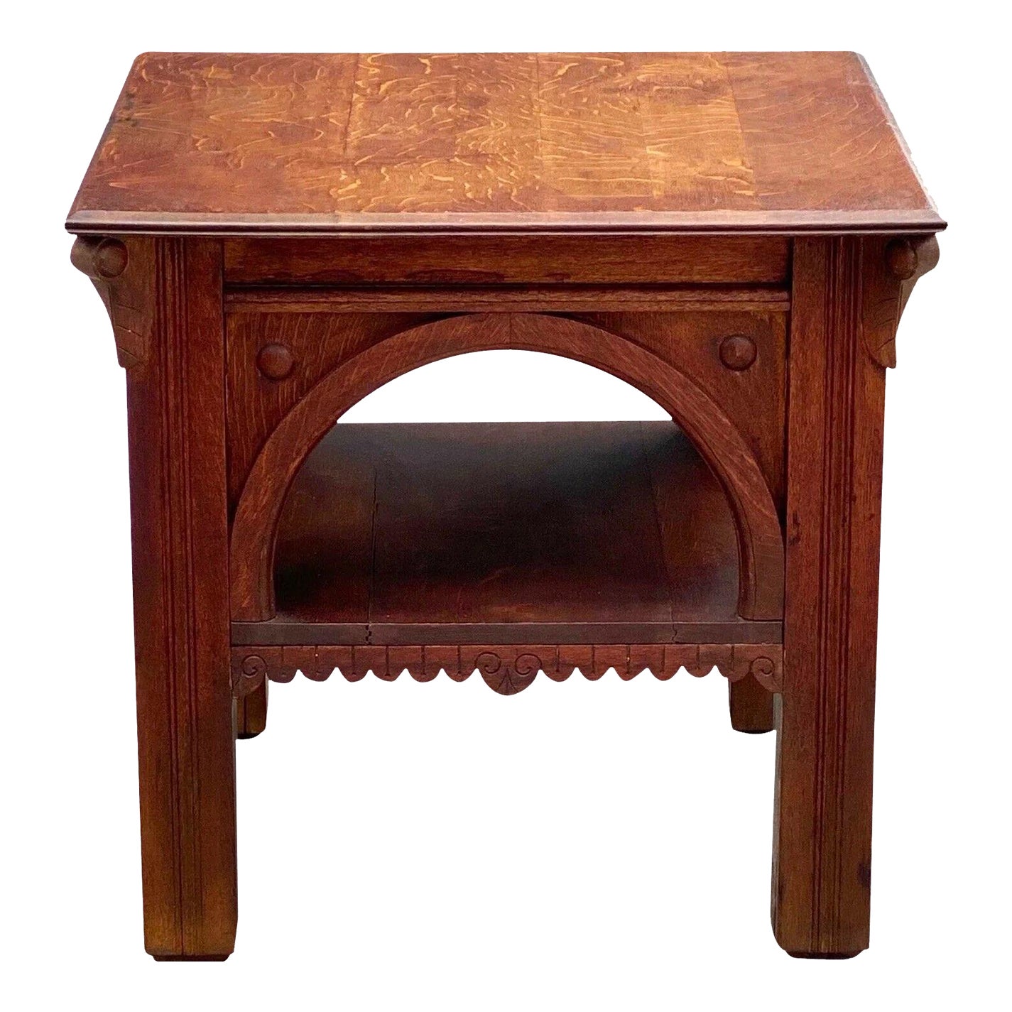 Antique Victorian Tiger Oak Parlor Table Attributed to Thomas Brooks of ...