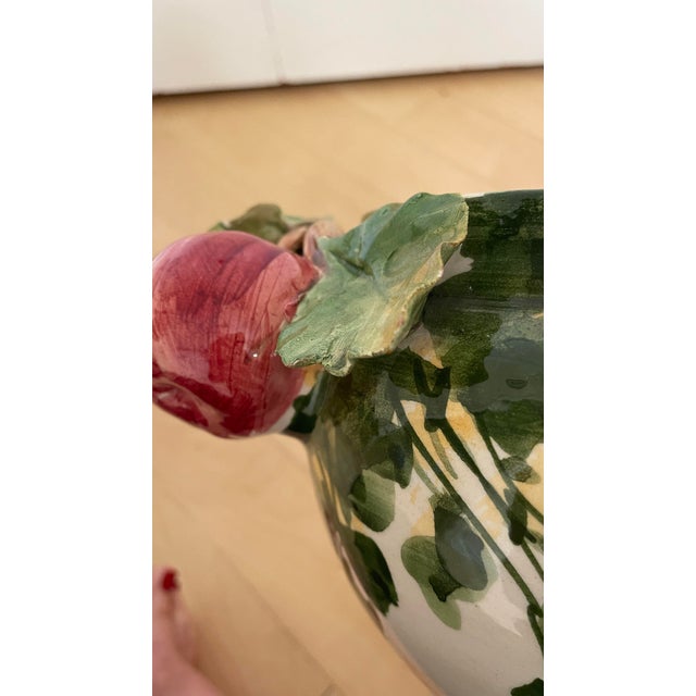 Pair of Vintage Italian Majolica Faience Fruit Apple Planter Cachepots ...