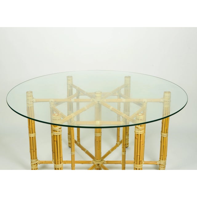 A Bamboo and Glass Round Dining Table | Chairish