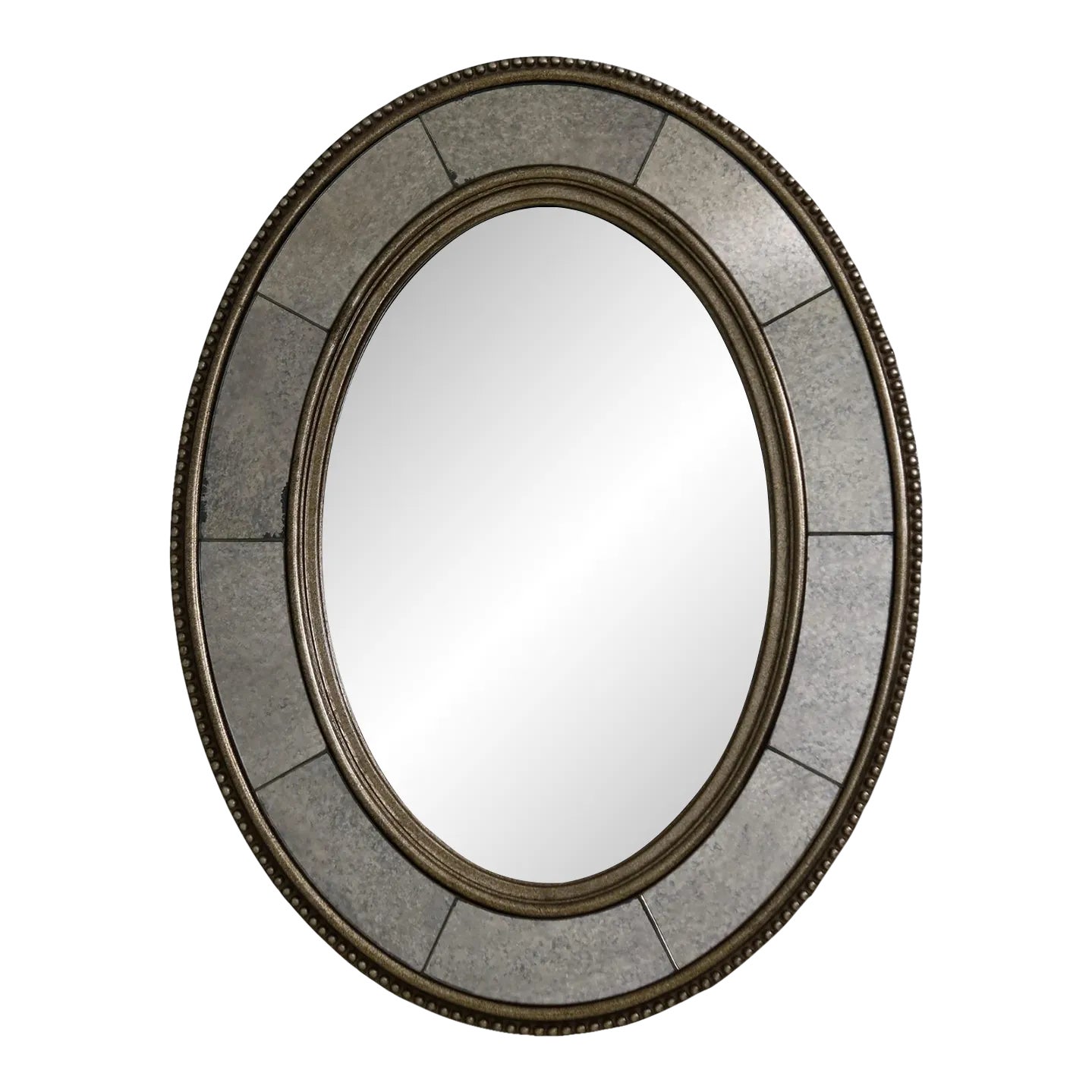 Uttermost Hollywood Regency Oval Silver Mirror | Chairish