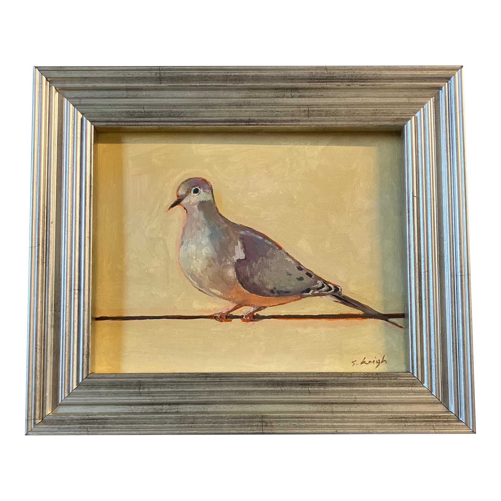 Contemporary Original Stephen Heigh “Dove on Wire” Painting Signed ...