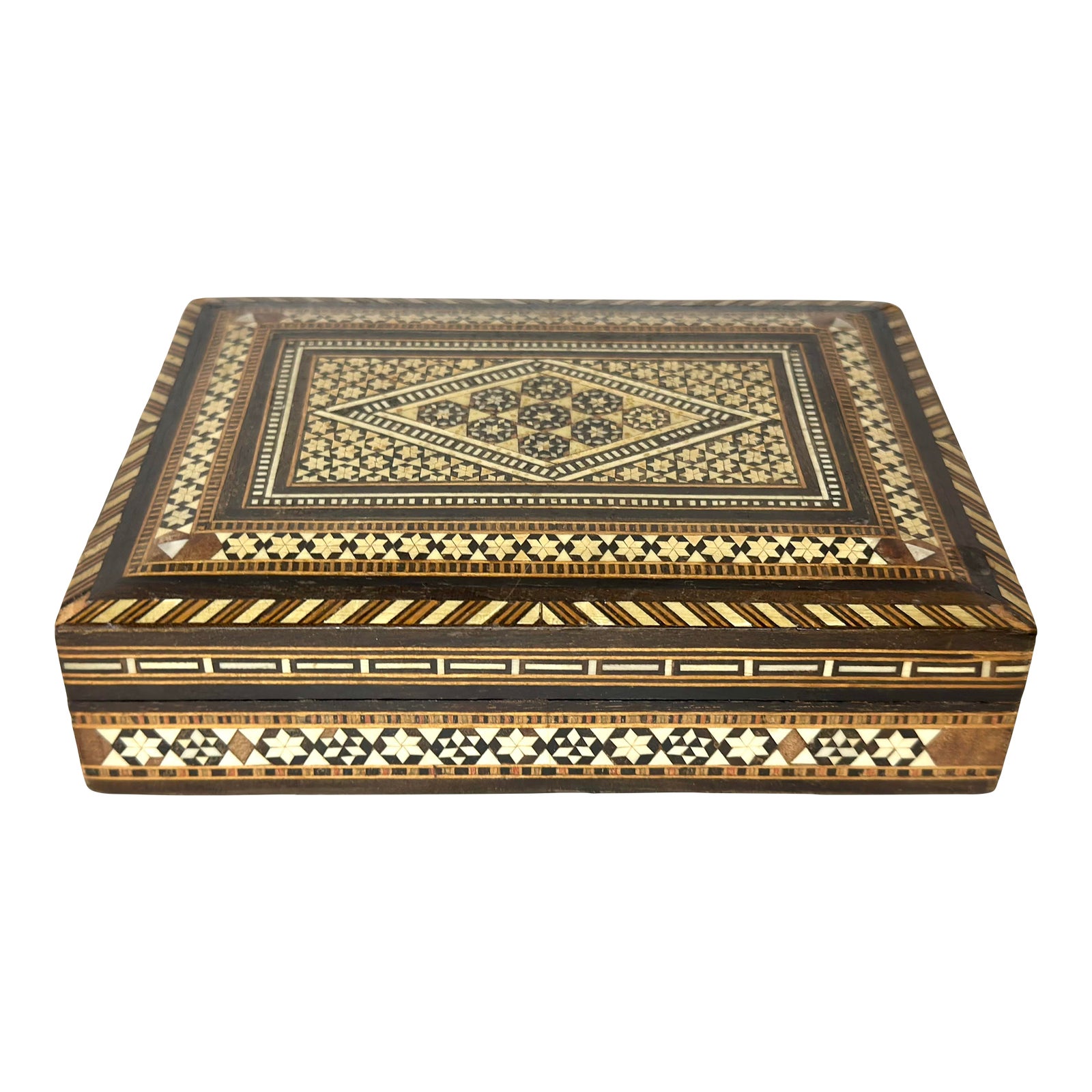 Micro Mosaic Wood Inlay Box | Chairish