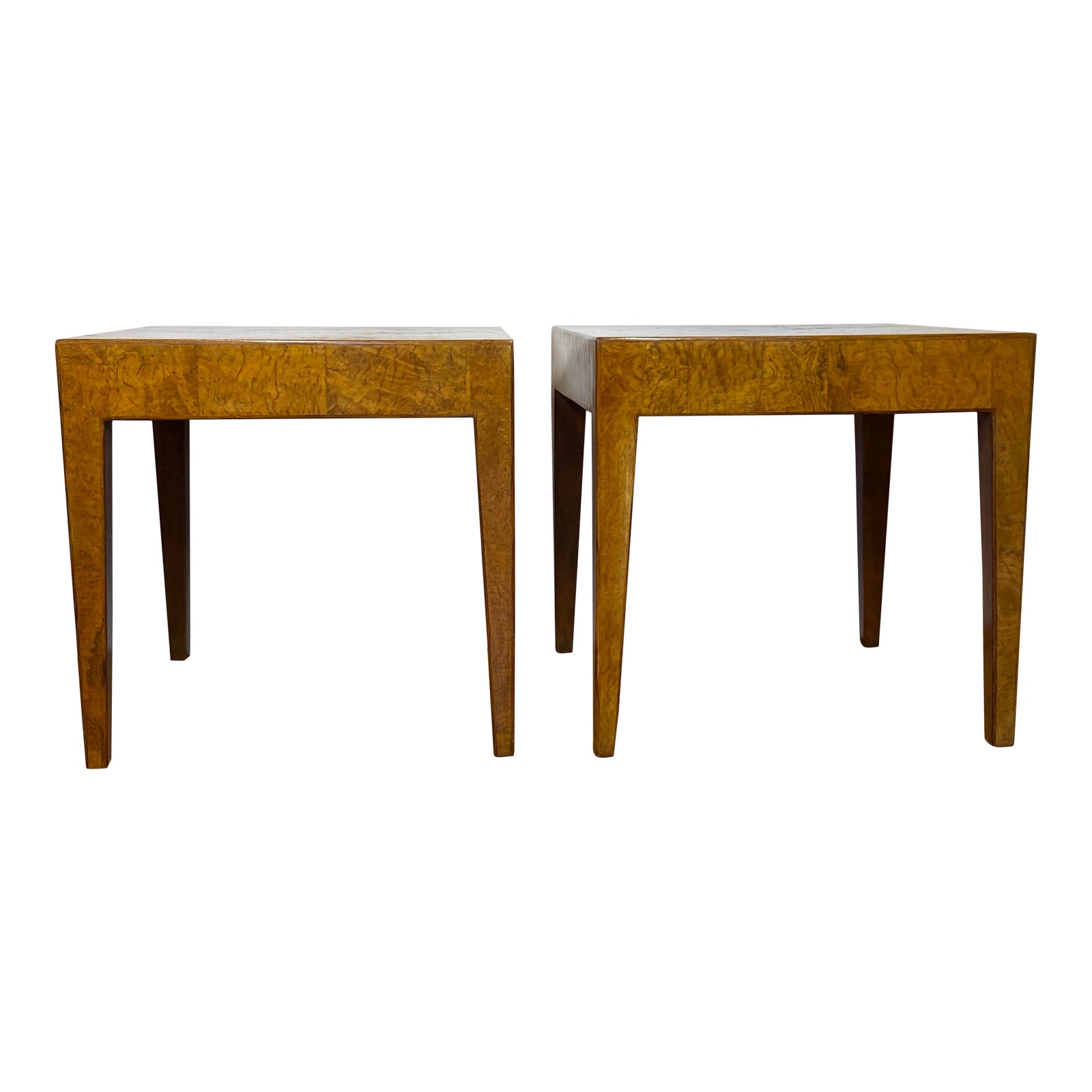 Vintage Italian Burl Wood Patchwork Veneer End Tables - a Pair | Chairish