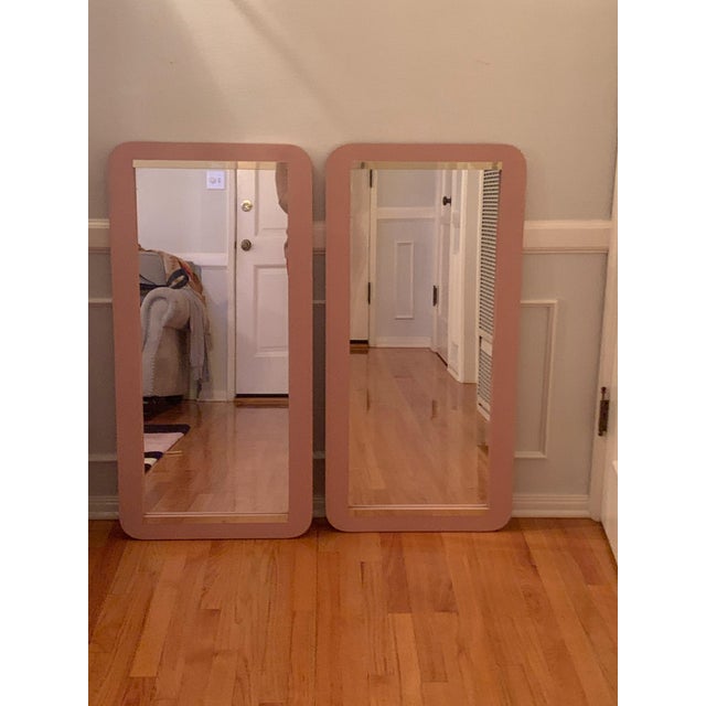 80s Pink Lacquer Blush and Gold Mirrors - Set of 2 | Chairish