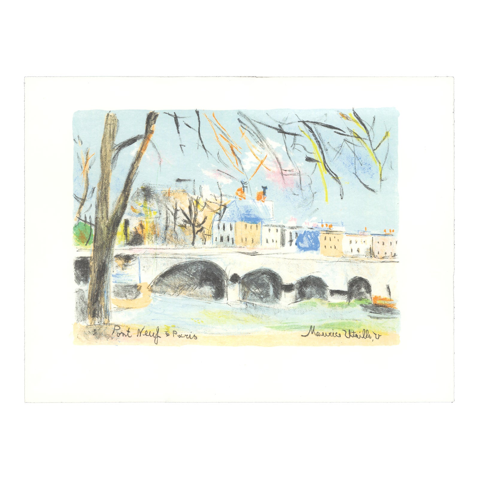 “Pont Neuf” (Paris) by Maurice Utrillo 1955 Lithograph | Chairish