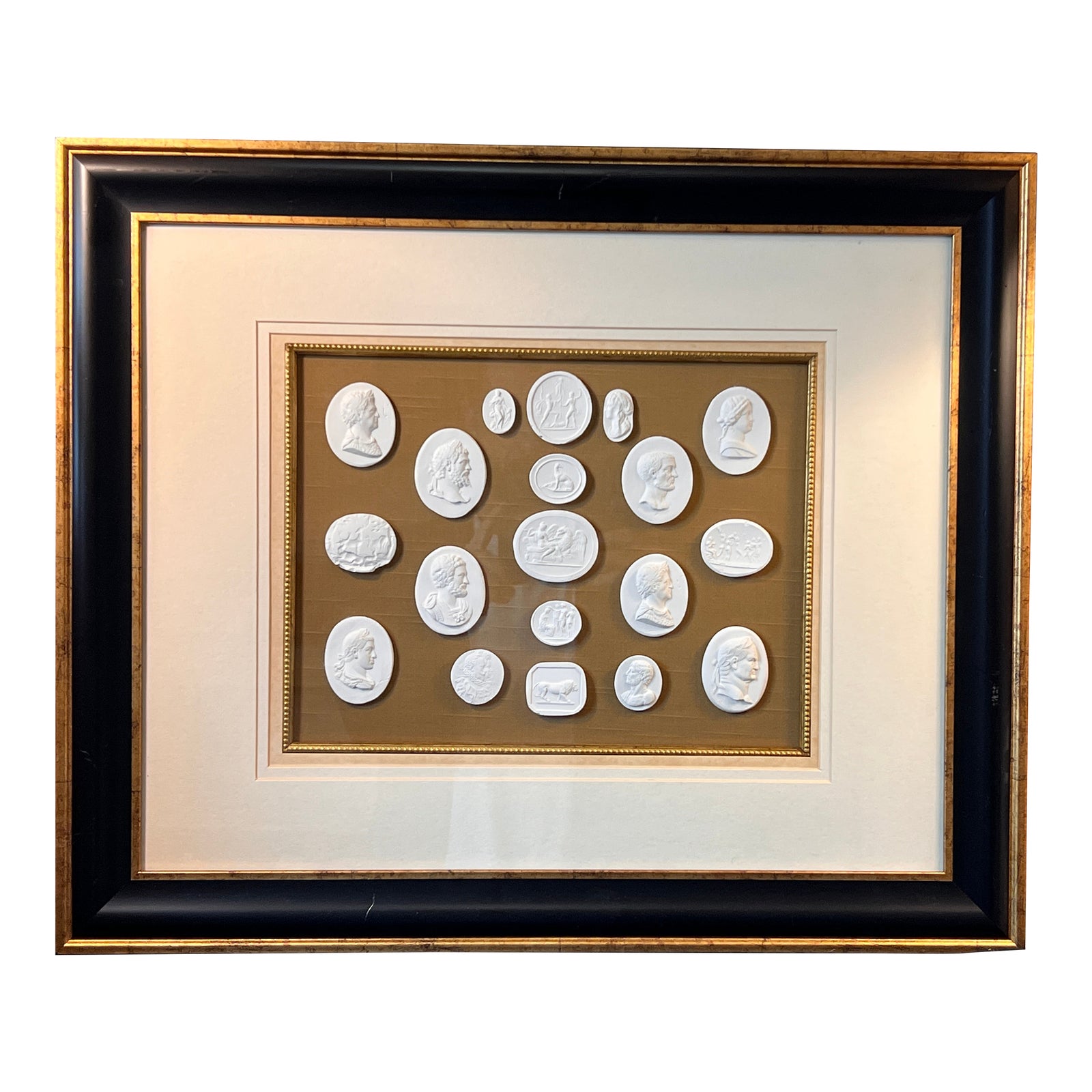 Neoclassical Grand Tour Revival Plaster Cast Intaglio Arrangement in ...