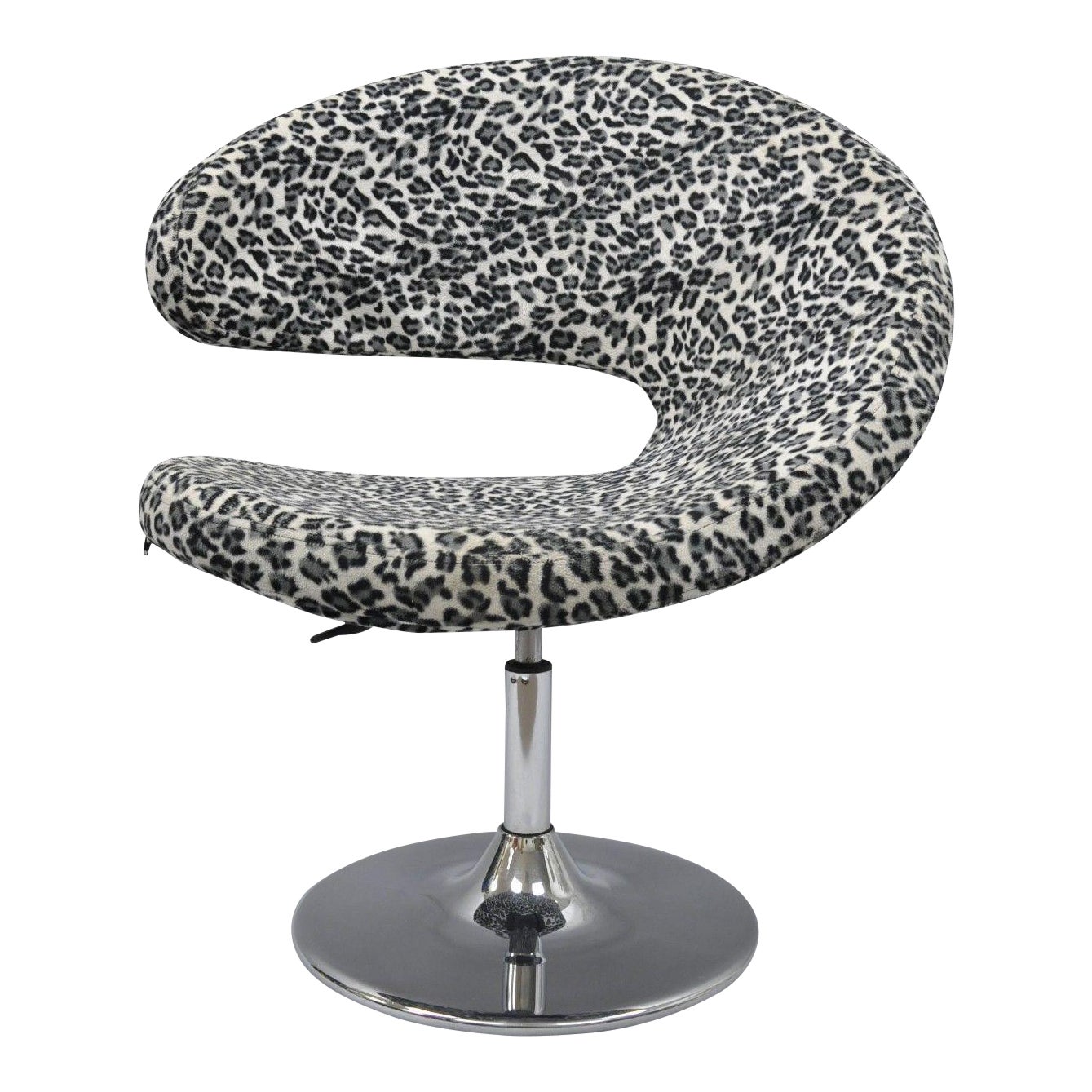 Modern Leopard Print Chrome Swivel Lounge Chair | Chairish