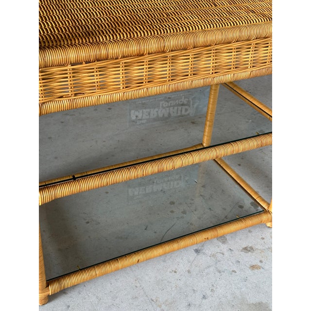 Vintage Coastal Boho Wrapped Rattan Arched Etageres-Pair | Chairish