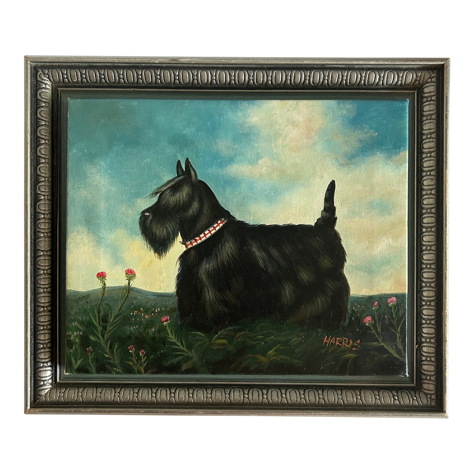 Mid 20th Century Vintage Canine Chic Scottish Terrier Painting, Signed ...