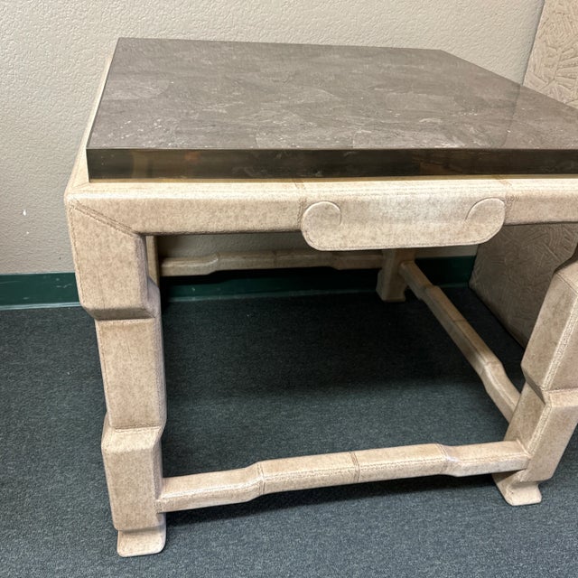 Vintage Marge Carson Stone Top Side Table | Chairish