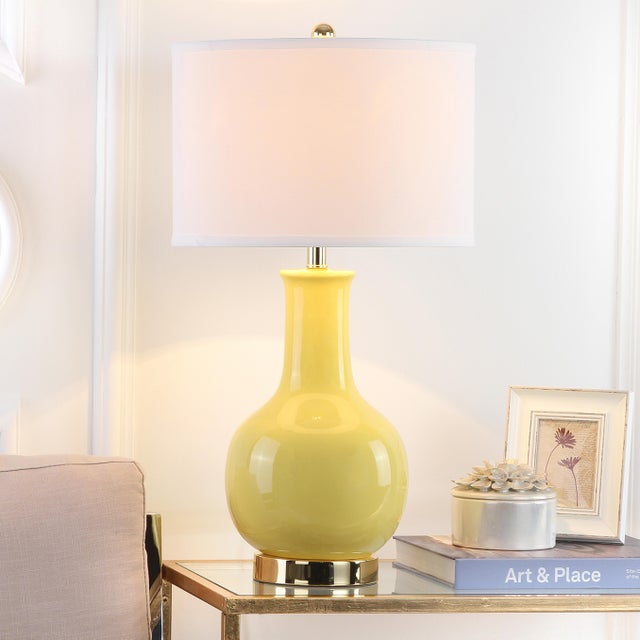 27.5-Inch H Ceramic Table Lamp - Yellow | Chairish