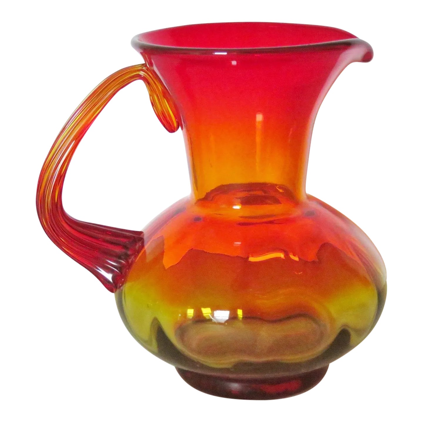 Blenko Amberina Art Glass Modern Pitcher | Chairish
