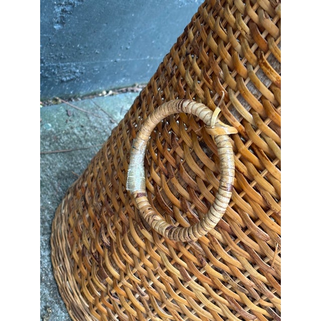 Large Wicker Loop-Handle Hamper Basket W/ Tapered Lid | Chairish