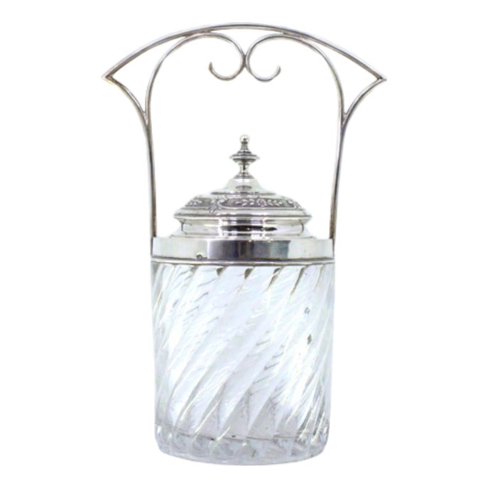 Wavy Glass Candy Box with Silver Structure | Chairish