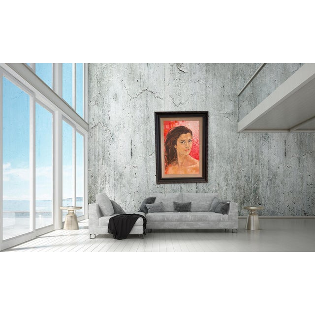 Women Portrait With Cubist Red Background Female Model Oil on Board ...