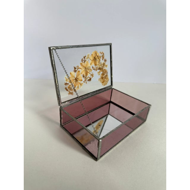 Vintage Handcrafted Stained Glass Keepsake Box With Pressed Flowers ...