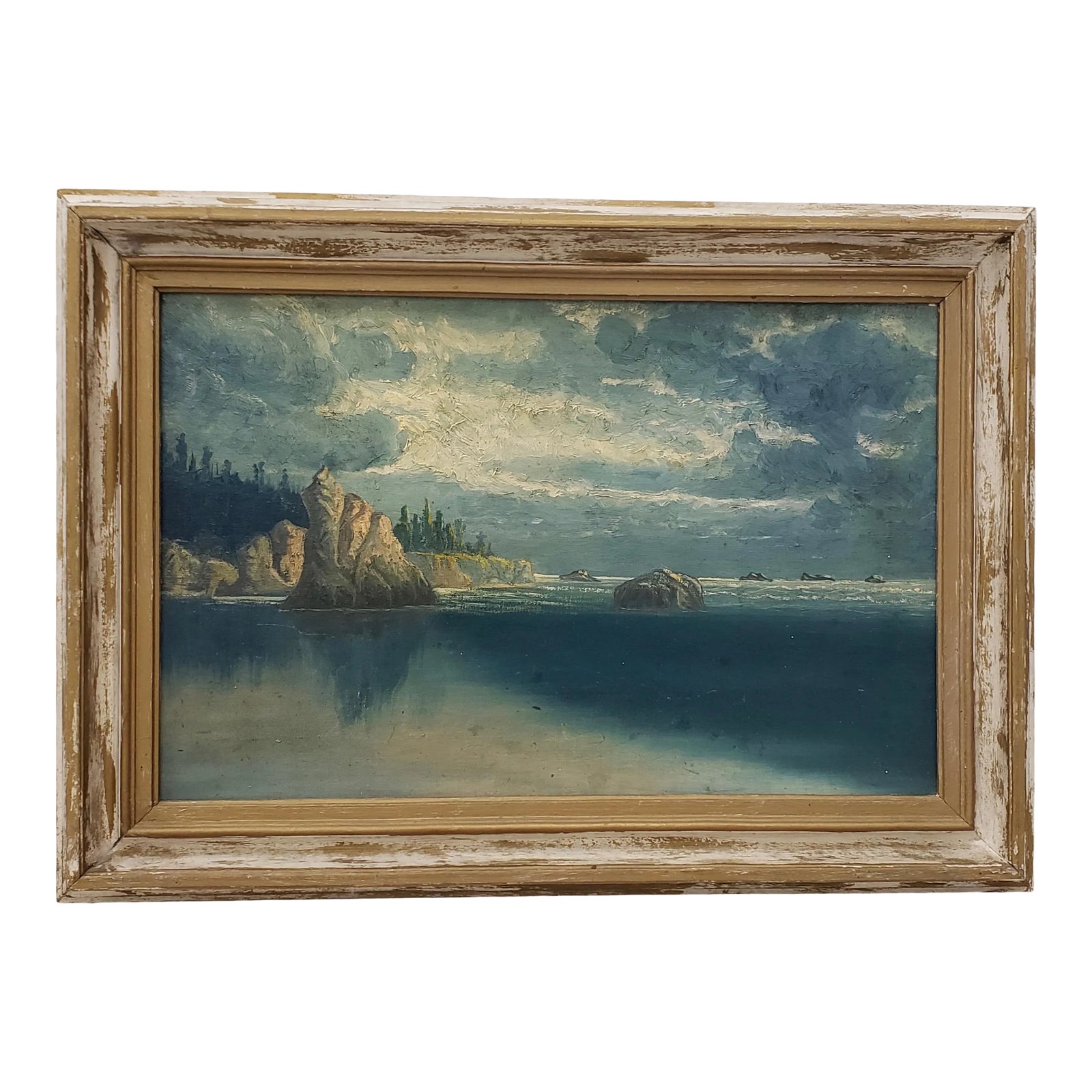 Northwest Rugged Coast Landscape Oil Painting by Chas R. Hall C.1924 ...