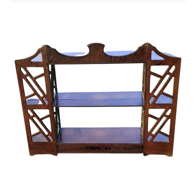 1940's Chippendale Mahogany Veneer Hanging Wall Shelf With Two Drawers ...