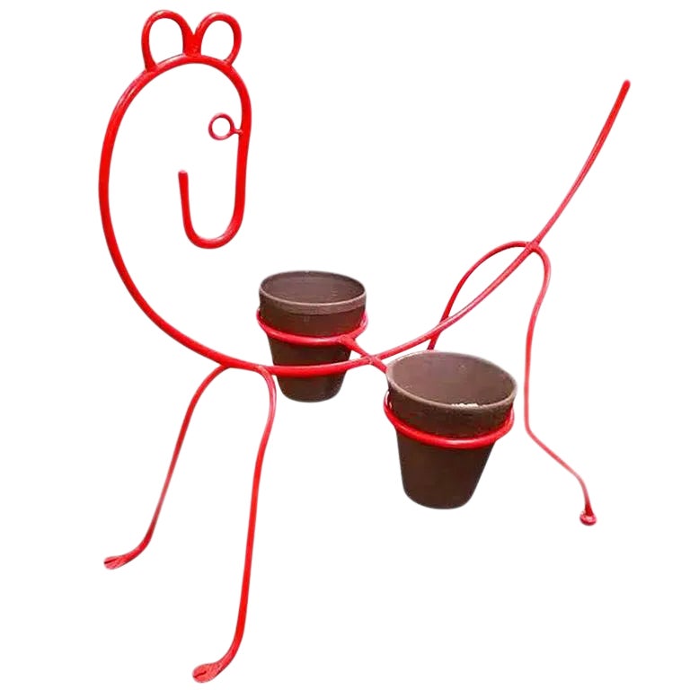 Large andl Frederic Weinberg Style Wire Horse Sculpture Planter Stand ...