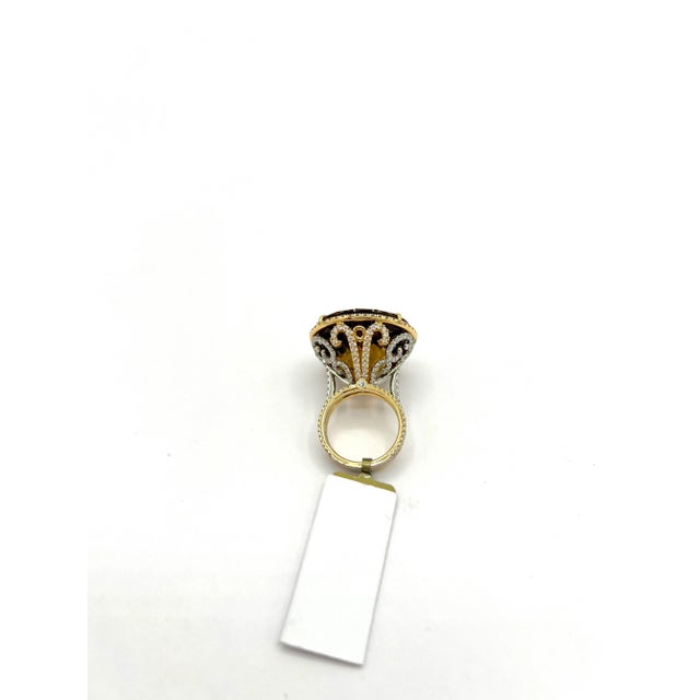 Mid 20th Century Sinhalite and White Diamond Cocktail Ring in 18k 2 ...