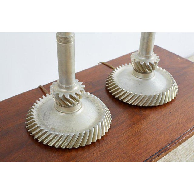 Industrial Machine Age Gear Table Lamps - a Pair | Chairish