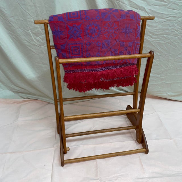 Mid Century Modern Danish Style Wooden Quilt Rack | Chairish