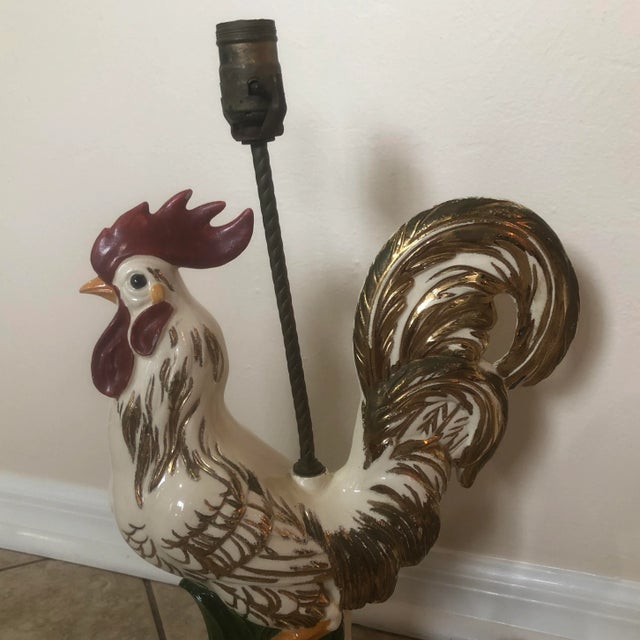 Mid-Century Modern Ceramic Rooster Table Lamp | Chairish
