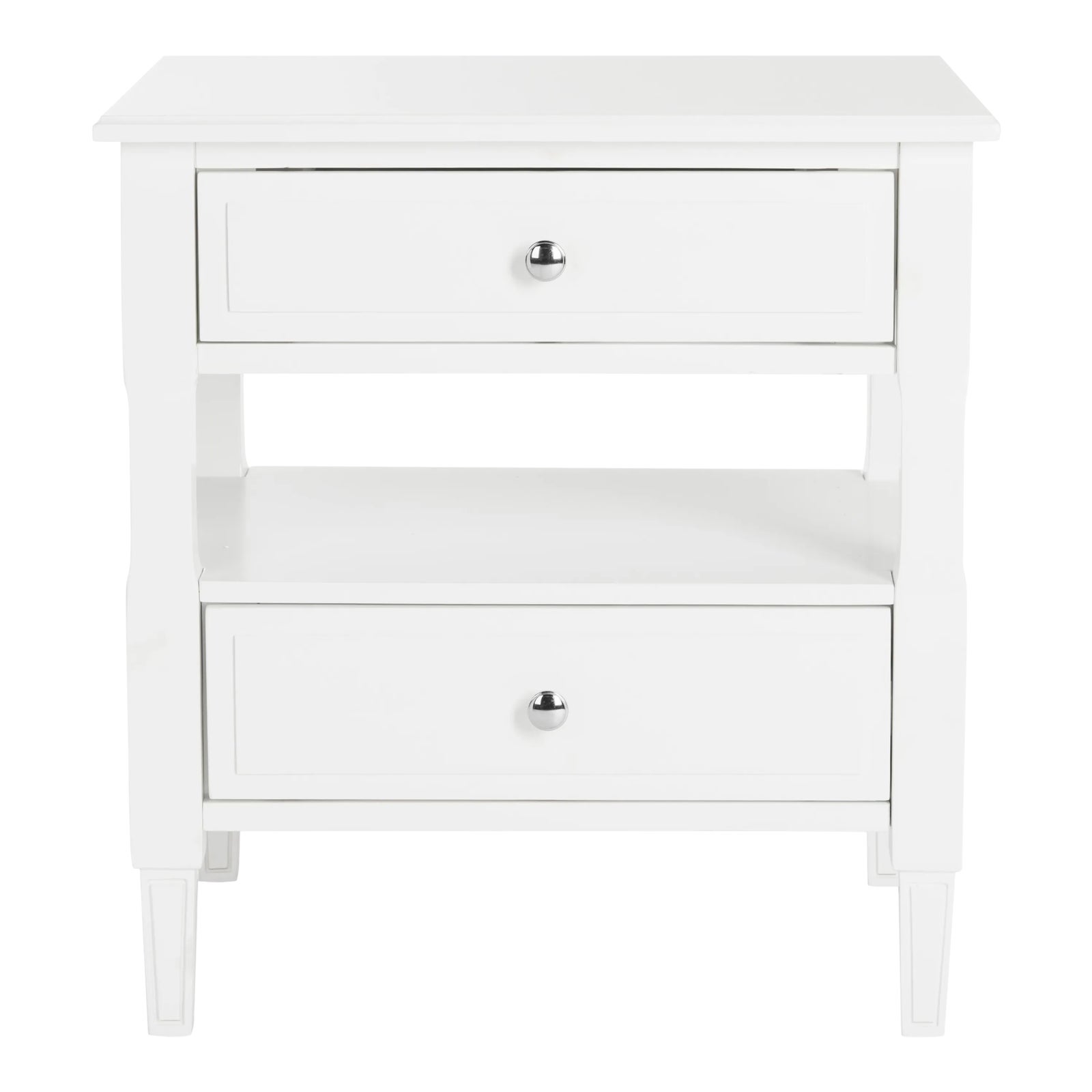 Two Drawer Nightstand in White | Chairish