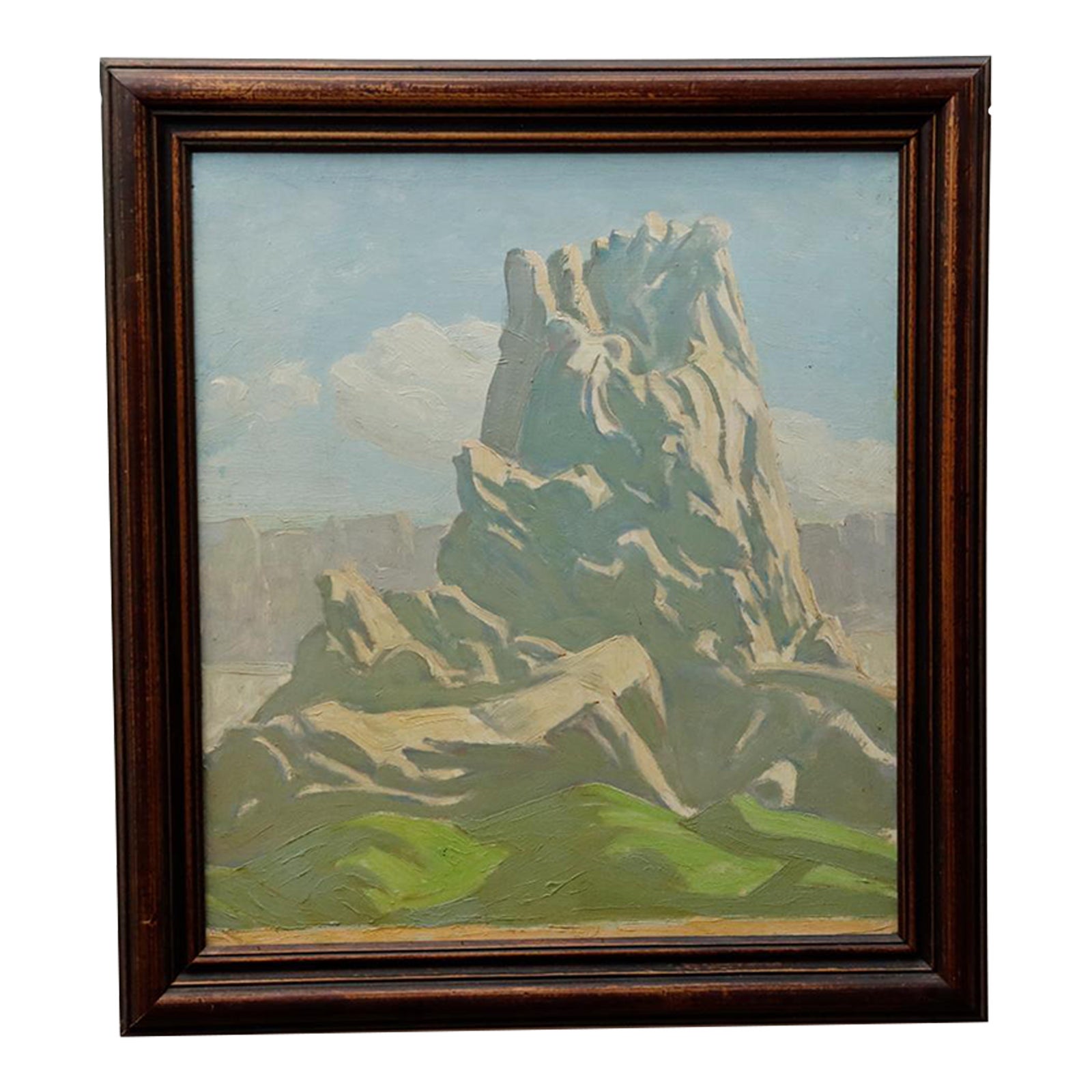 Early 20th Century Ralph Holmes - Oil on Board - Landscape With Monumental Rock | Chairish