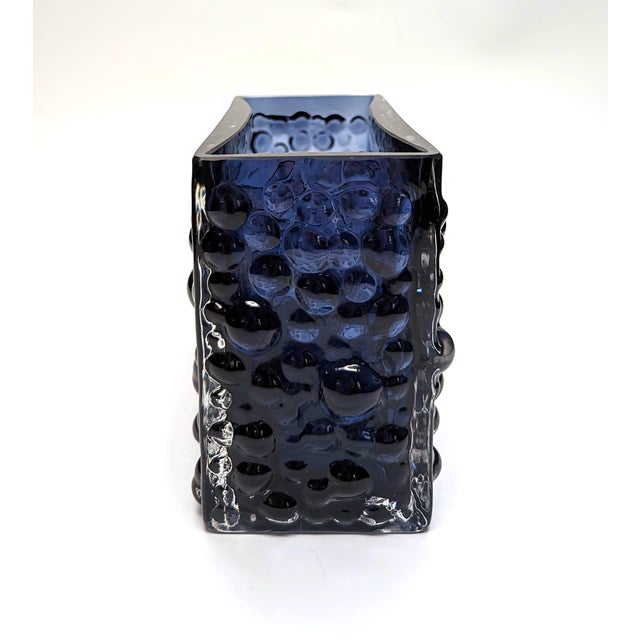 1960s Josef Schott Cubist Blue Glass Art Vase for Smålandshyttan | Chairish