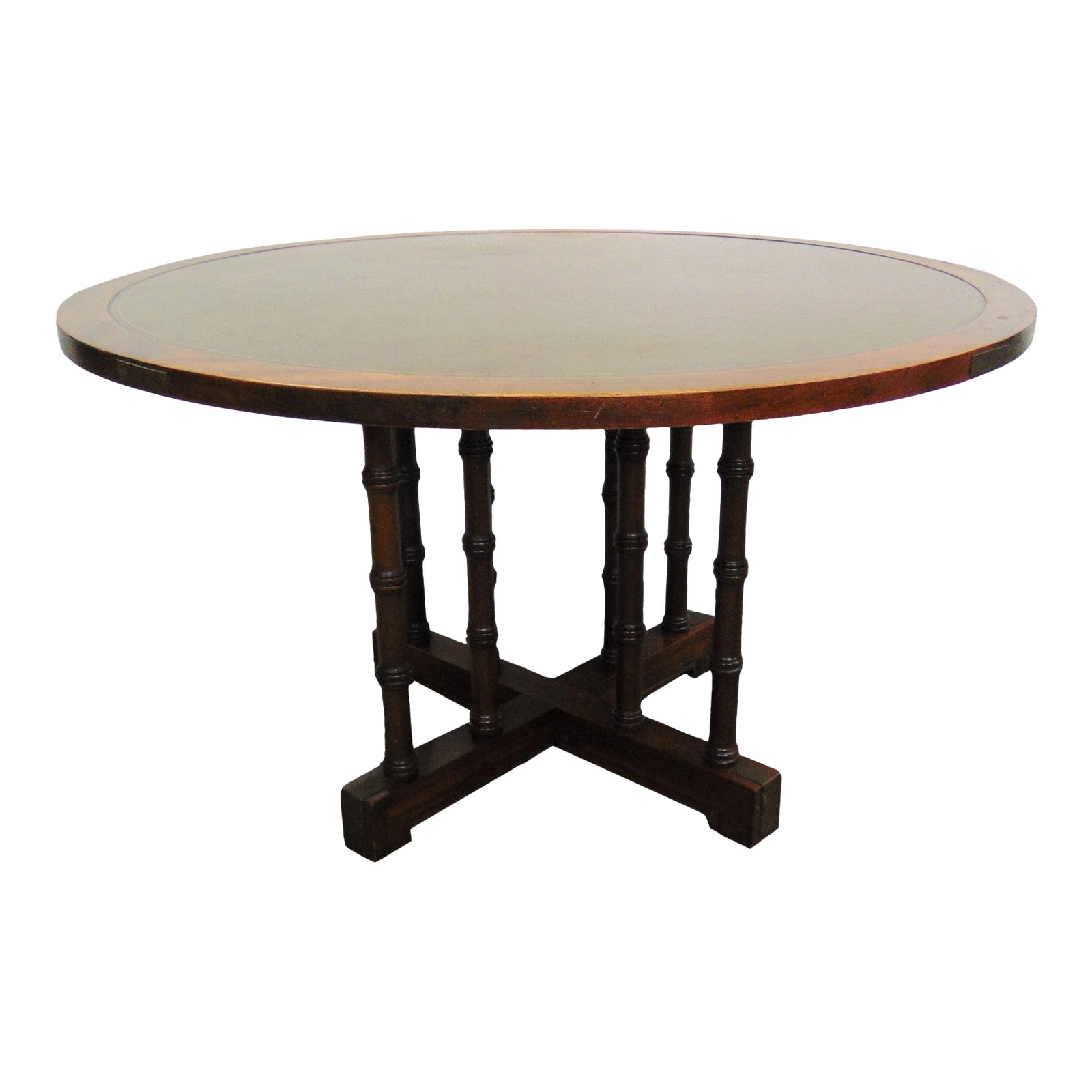 Hollywood Regency Campaign Faux Bamboo Dining Table | Chairish
