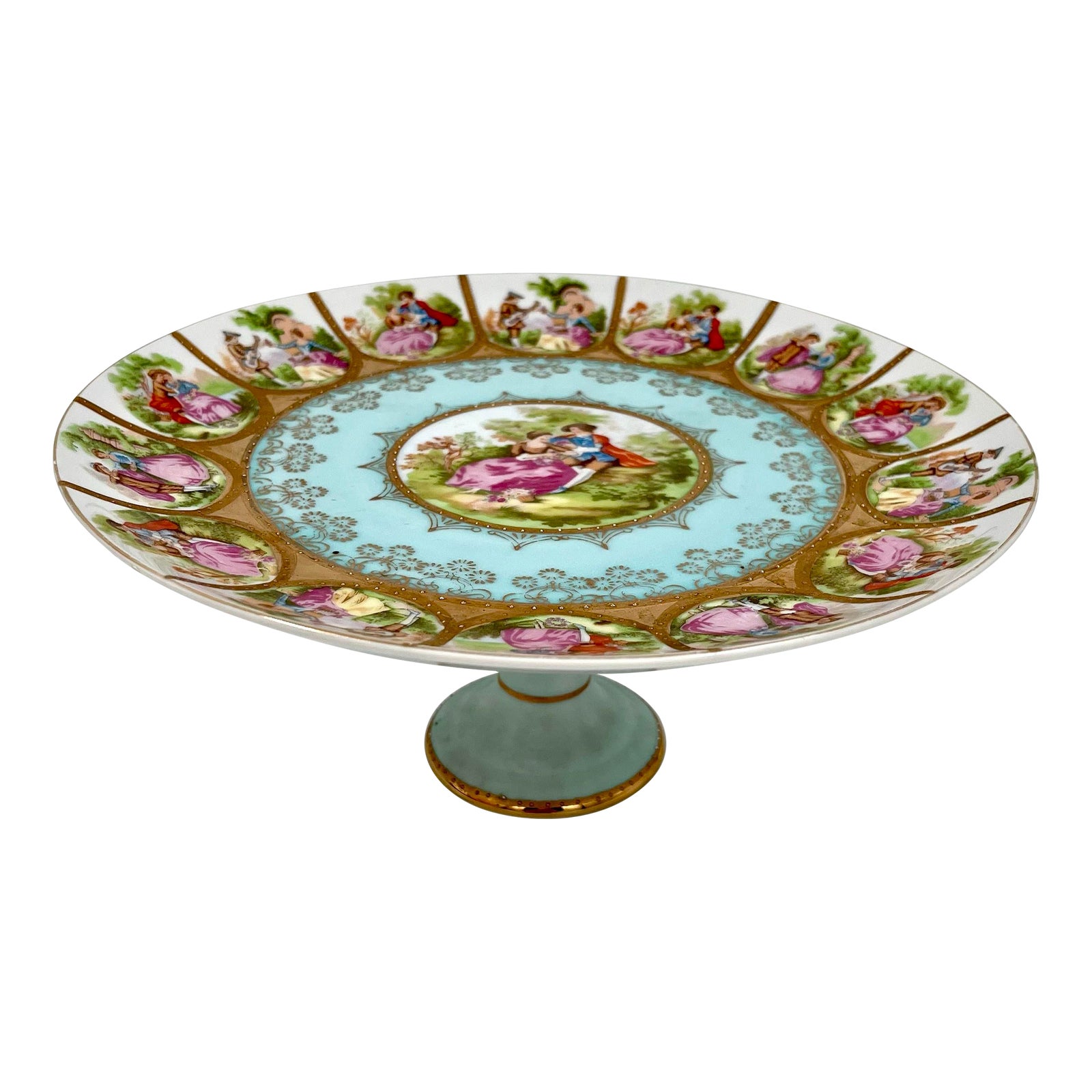 Mid Century Royal Vienna Bavarian Gold & Porcelain Pedestal Cake Stand ...