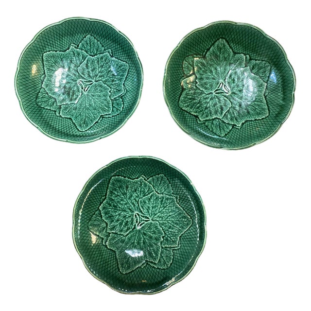 Large Dishes with Leaves from Gien, Set of 3 | Chairish